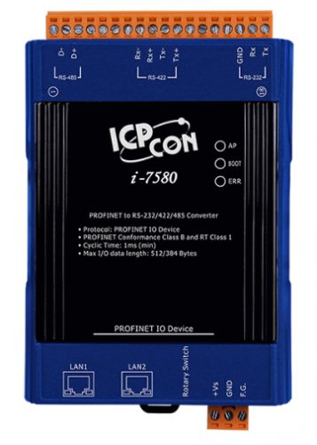Купить Преобразователь ICP DAS I-7580 CR PROFINET to RS-232/422/485 Converter (RoHS) | +7 (499 ...