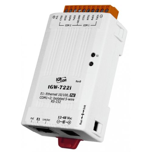 Купить Преобразователь ICP DAS tGW-722i CR Tiny Modbus/TCP to RTU/ASCII Gateway with PoE and 2 ...