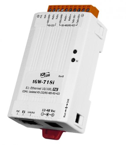 Купить Преобразователь ICP DAS tGW-718i Tiny Modbus/TCP to RTU/ASCII Gateway with PoE and 1 ...